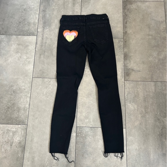 MOTHER | Jeans | Mother The Looker Ankle Fray Gold Bolt Heart Black ...